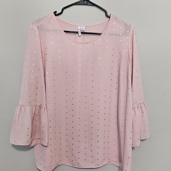 Elle | Tops | Elle Blush Pink Blouse With Gold Dots | Poshmark